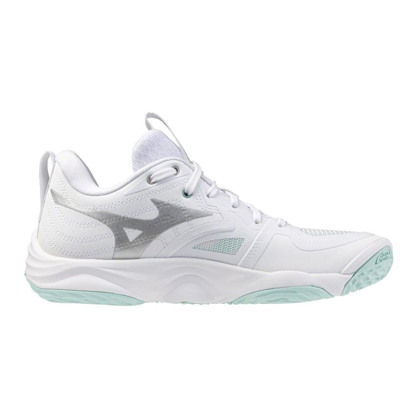 Mizuno Momentum Elite White/Blue Tint Netball Trainers