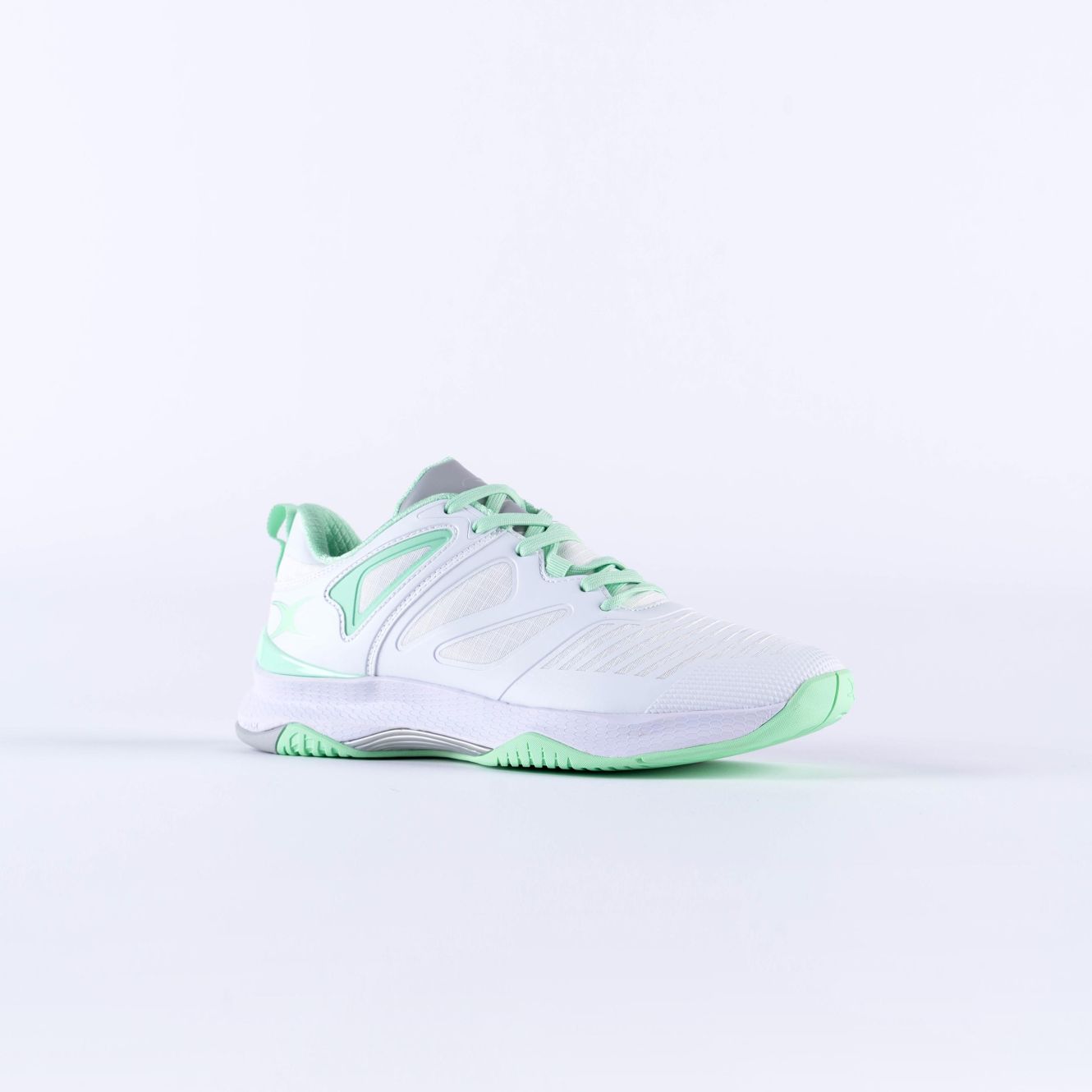 Gilbert Impact White/Mint Junior Netball Trainers