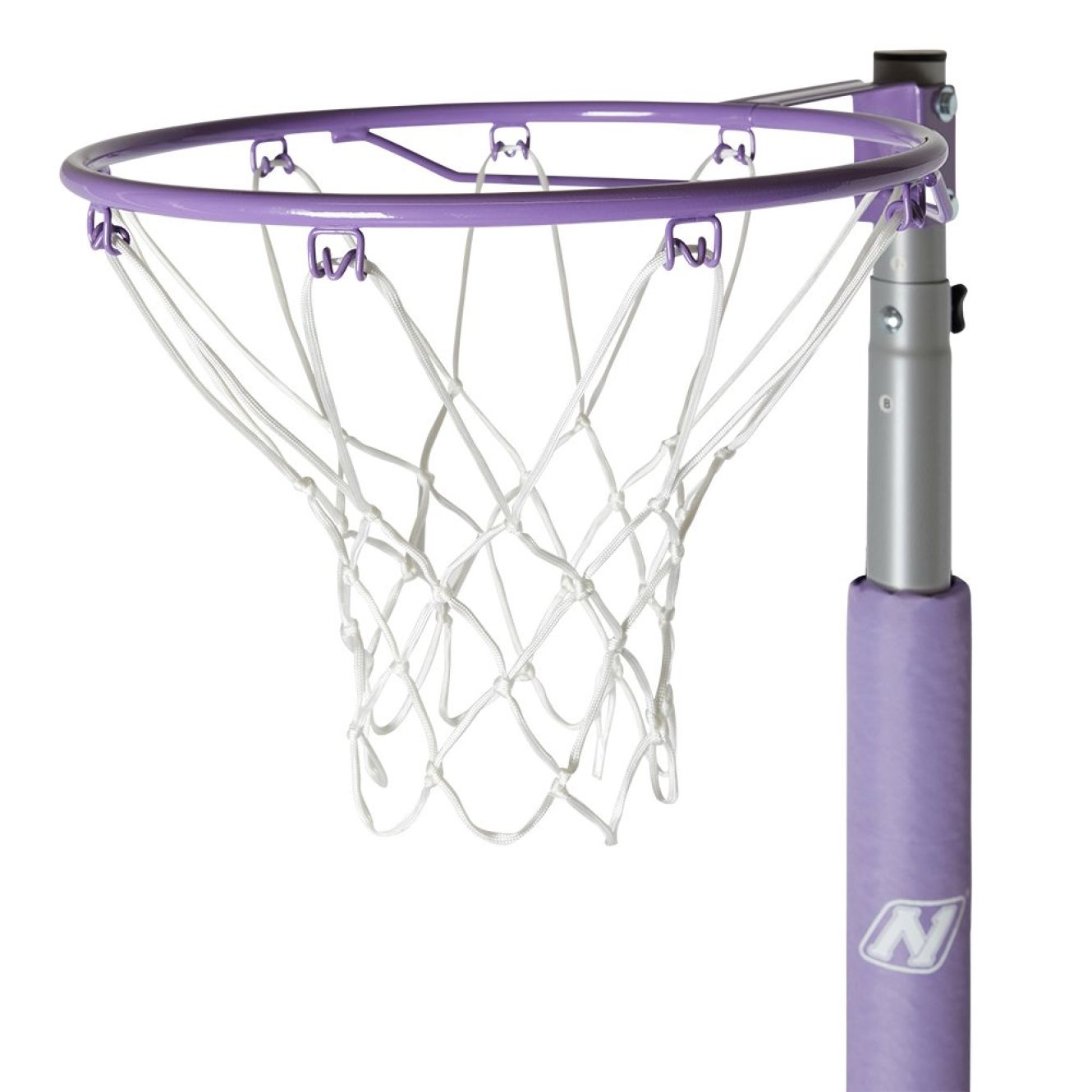 NET1 Portable Netball Post in Purple & Silver | Home Use Netball Post