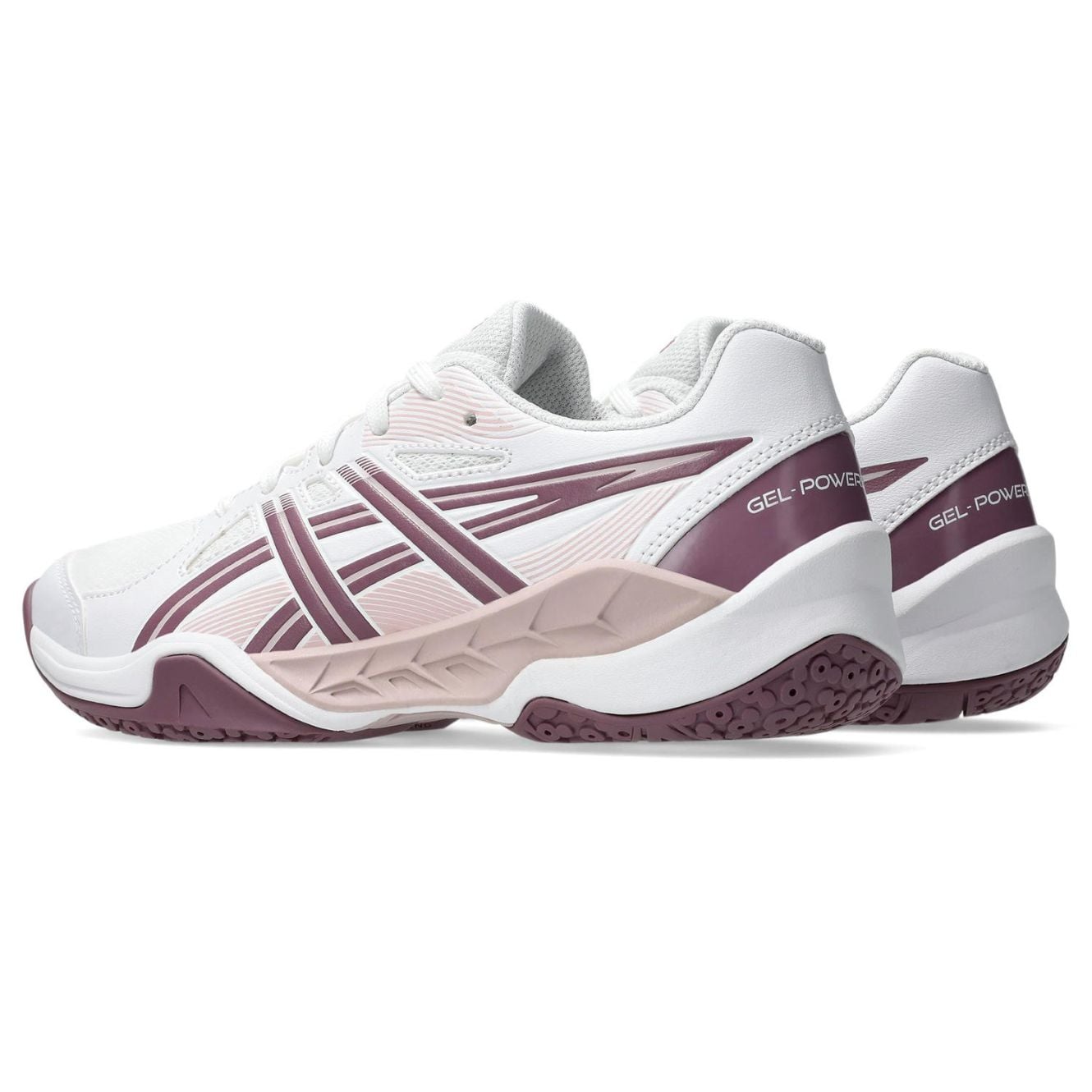 ASICS Powerbreak White/Dusty Mauve Junior Netball Trainers
