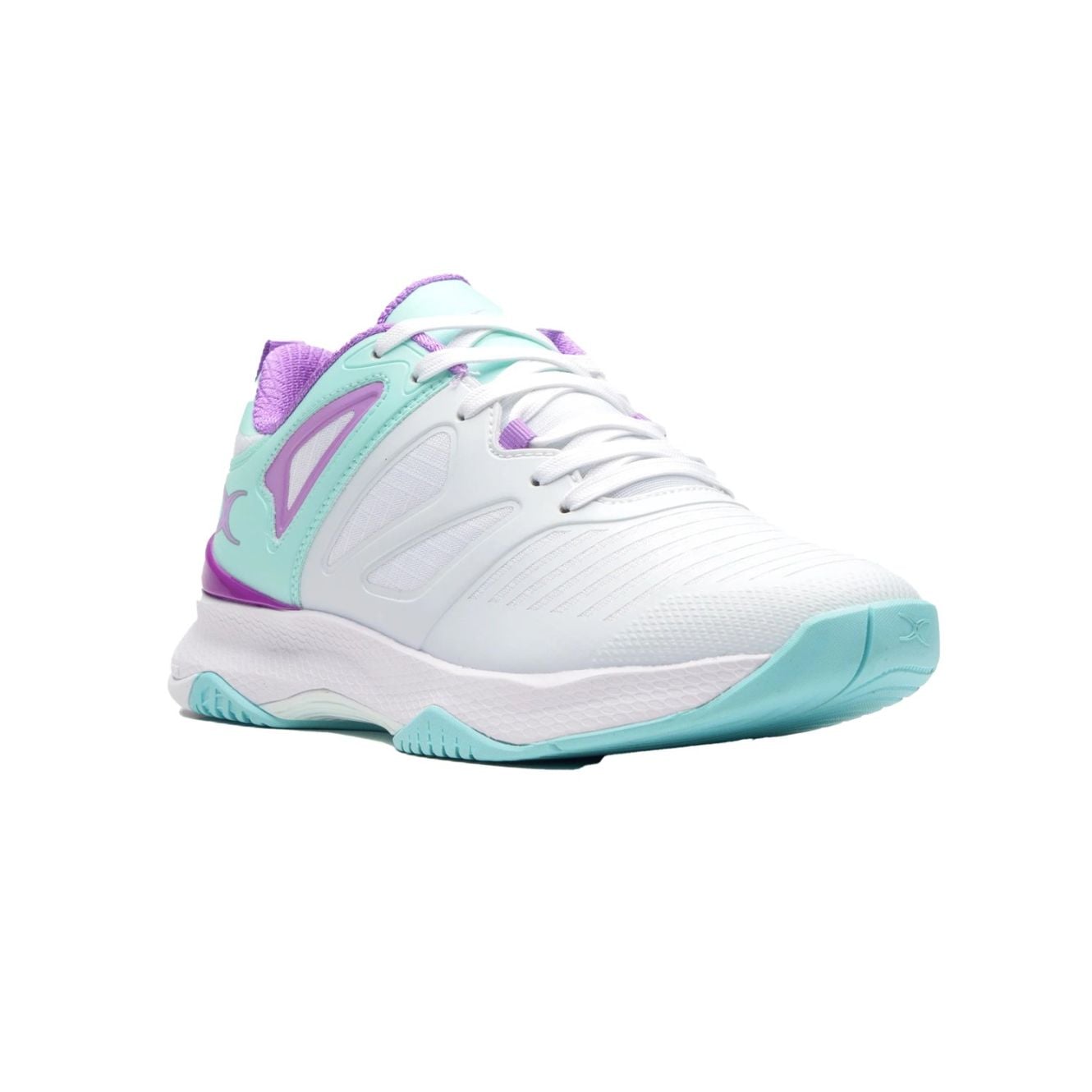 Gilbert Impact White/Purple/Aqua Junior Netball Trainers