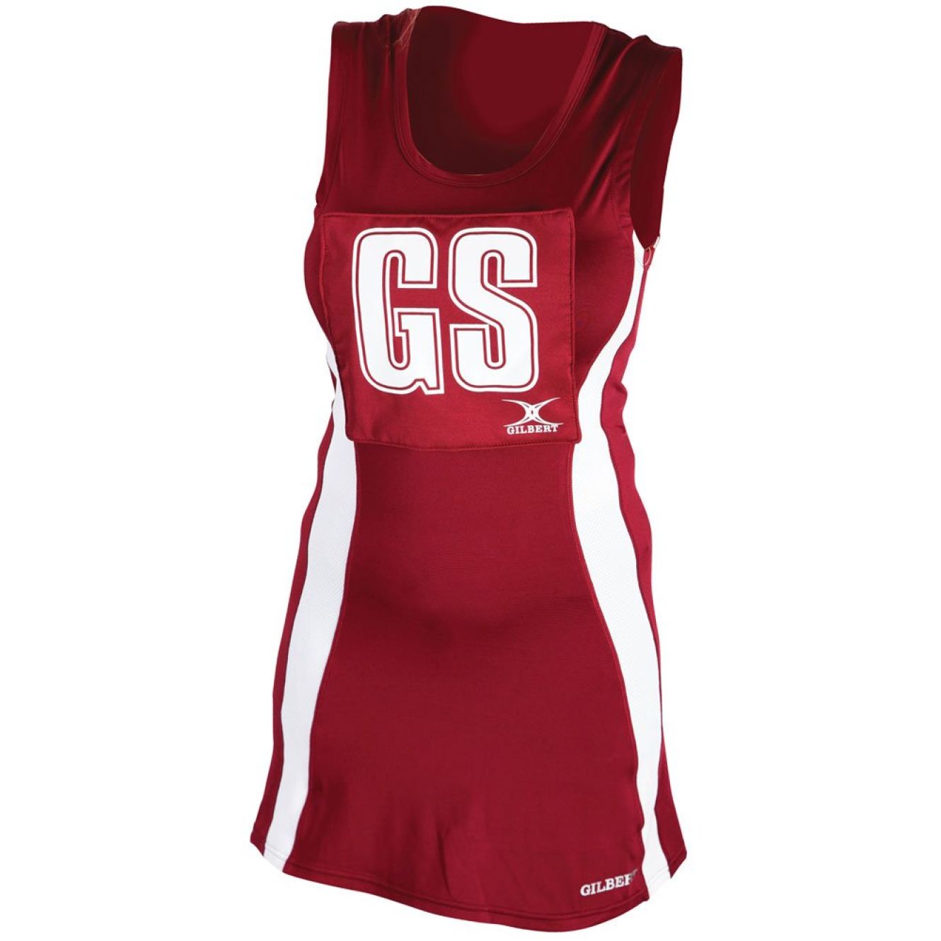 Gilbert Eclipse II Maroon & White Netball Dress | NetballUK