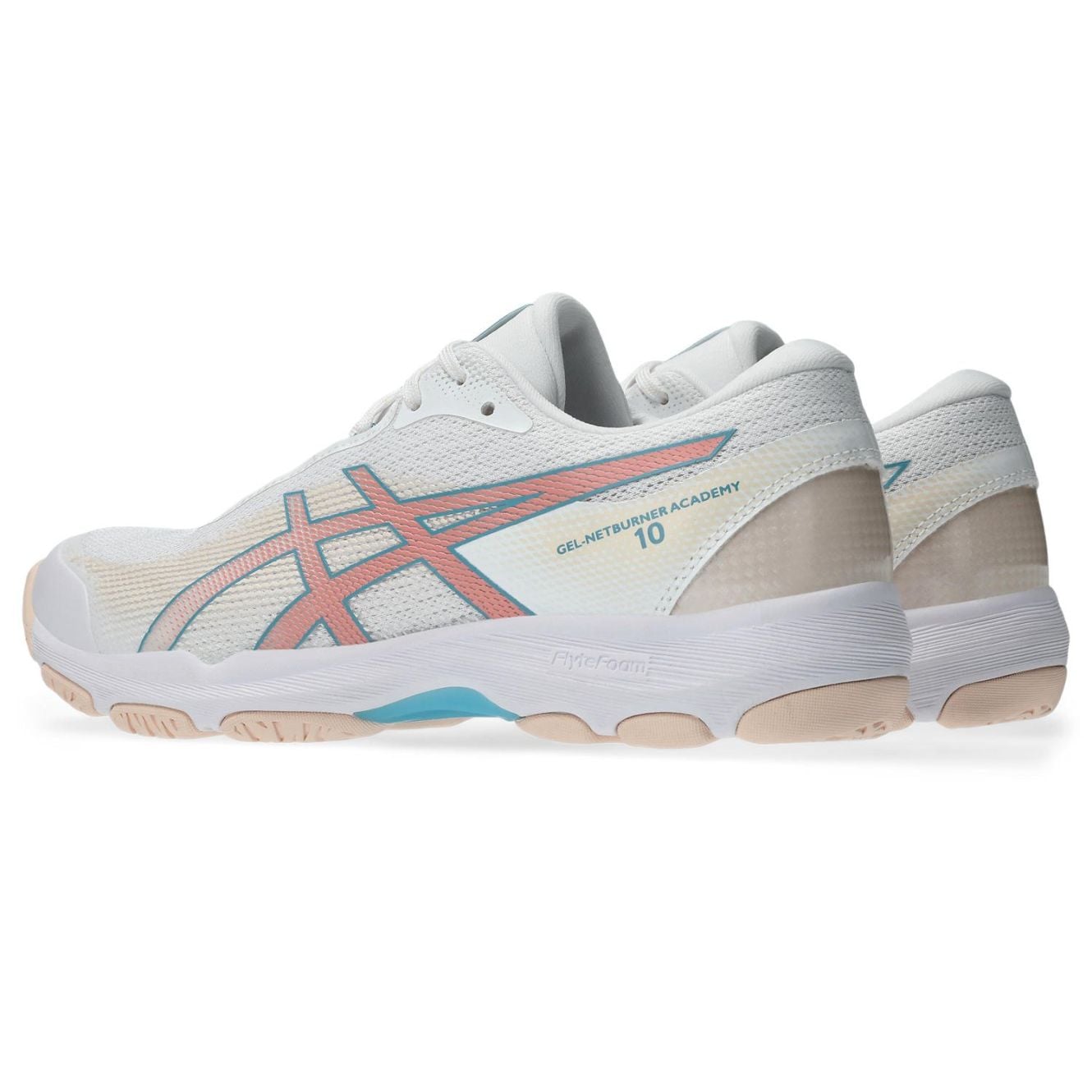 Asics Academy 10 White/Wild Blossom Netball Trainers