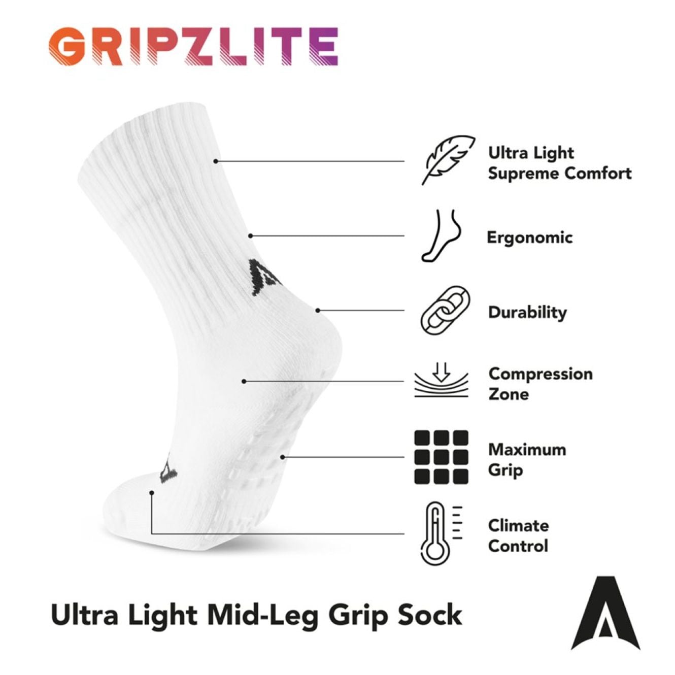 ATAK Gripzlite Pro Mid-Leg Socks | Netball UK