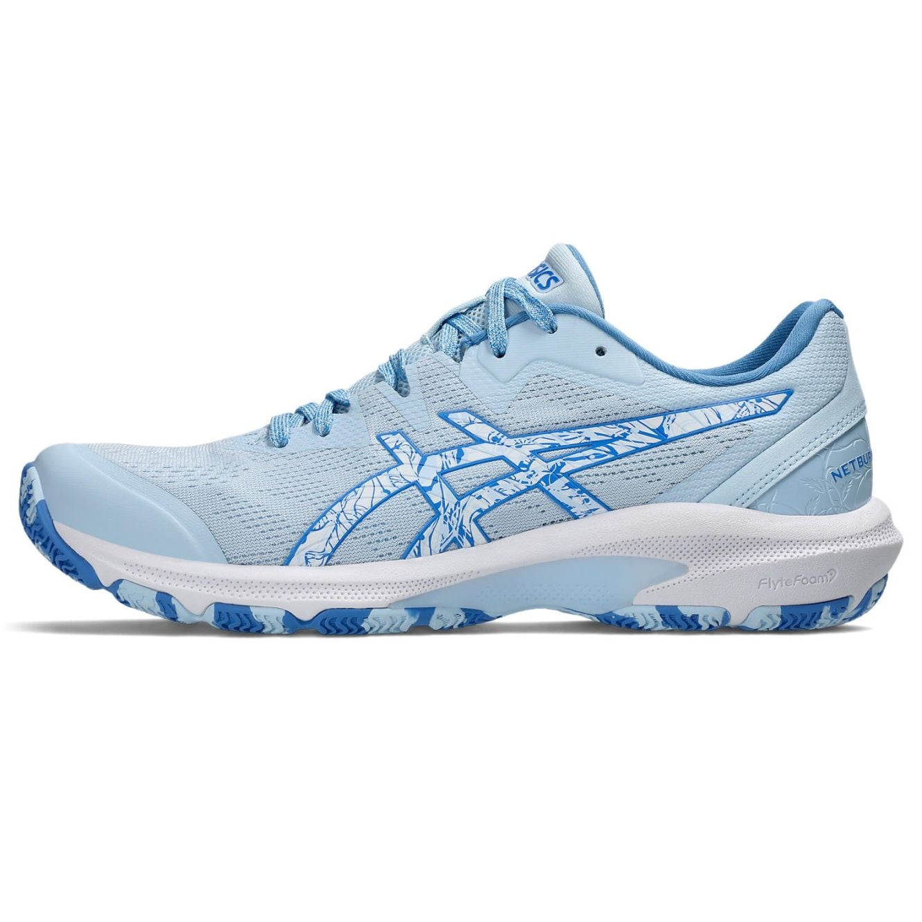 ASICS Shield FF White / Blue Owl Netball Trainers