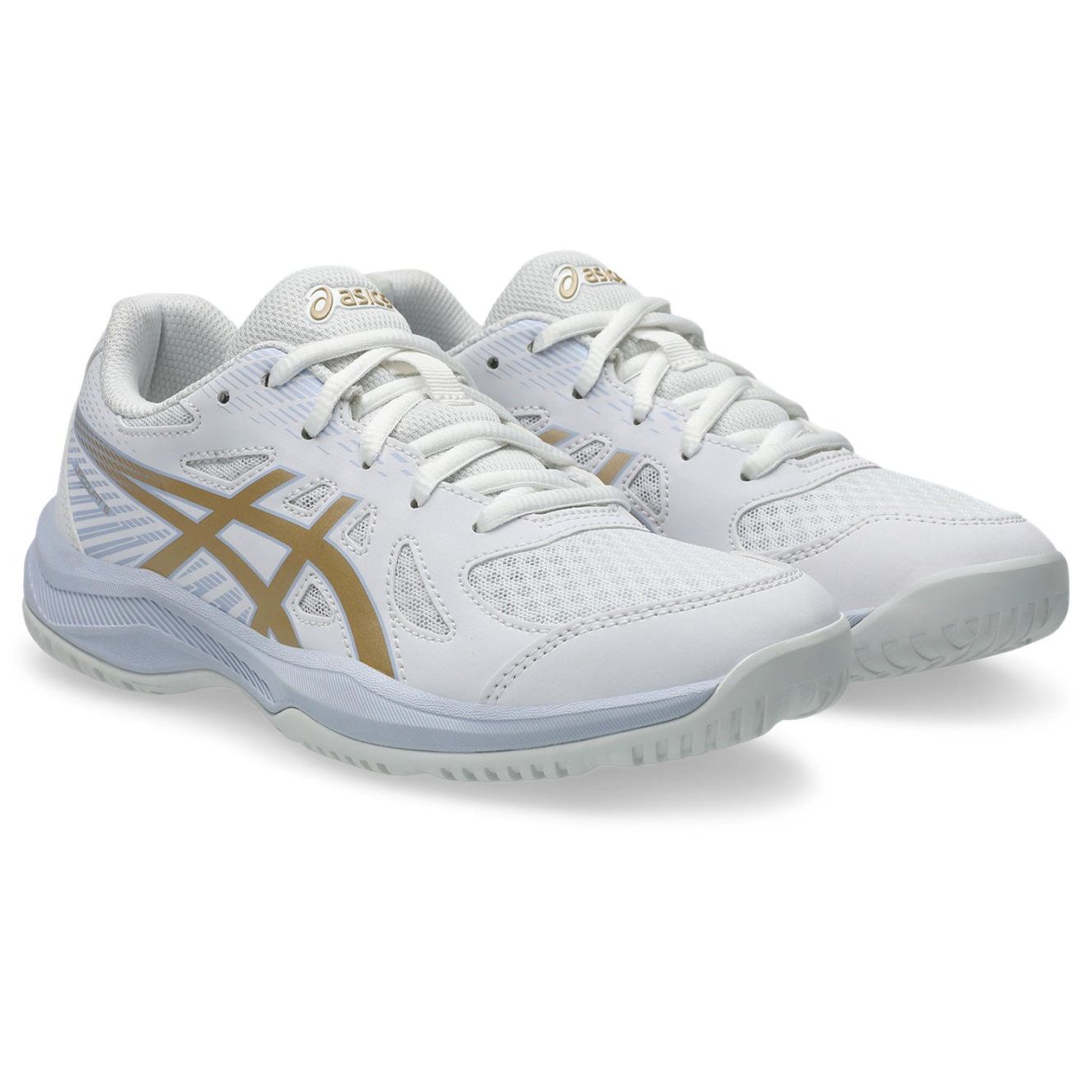 ASICS Upcourt White/Champagne Junior Netball Trainers