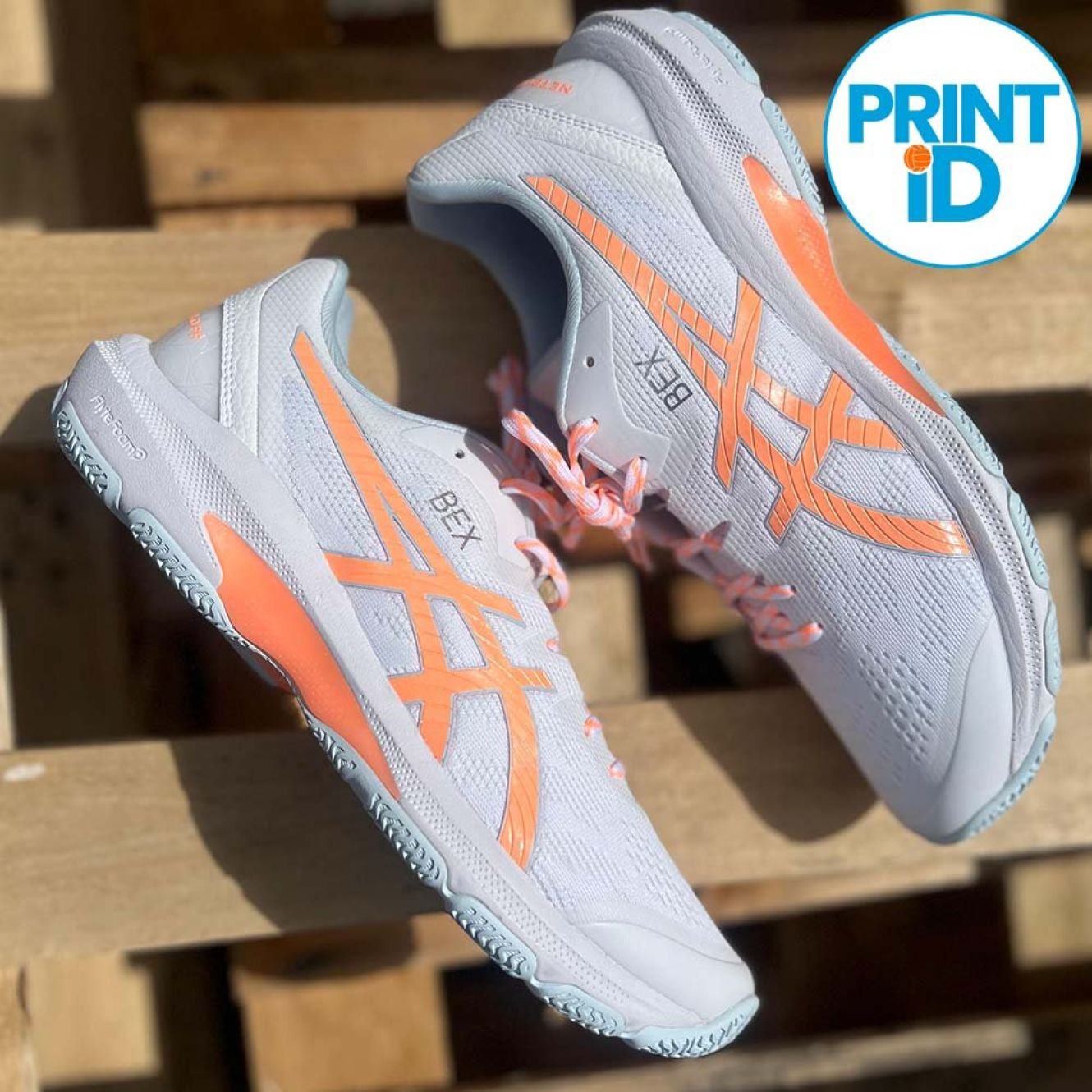 ASICS Shield FF White/Orange Netball Trainers