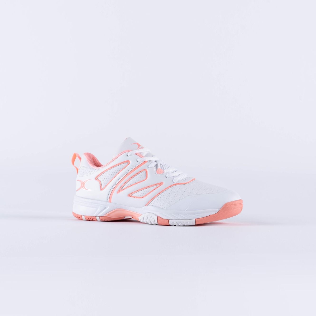 Gilbert Volt White/Coral Junior Netball Trainers
