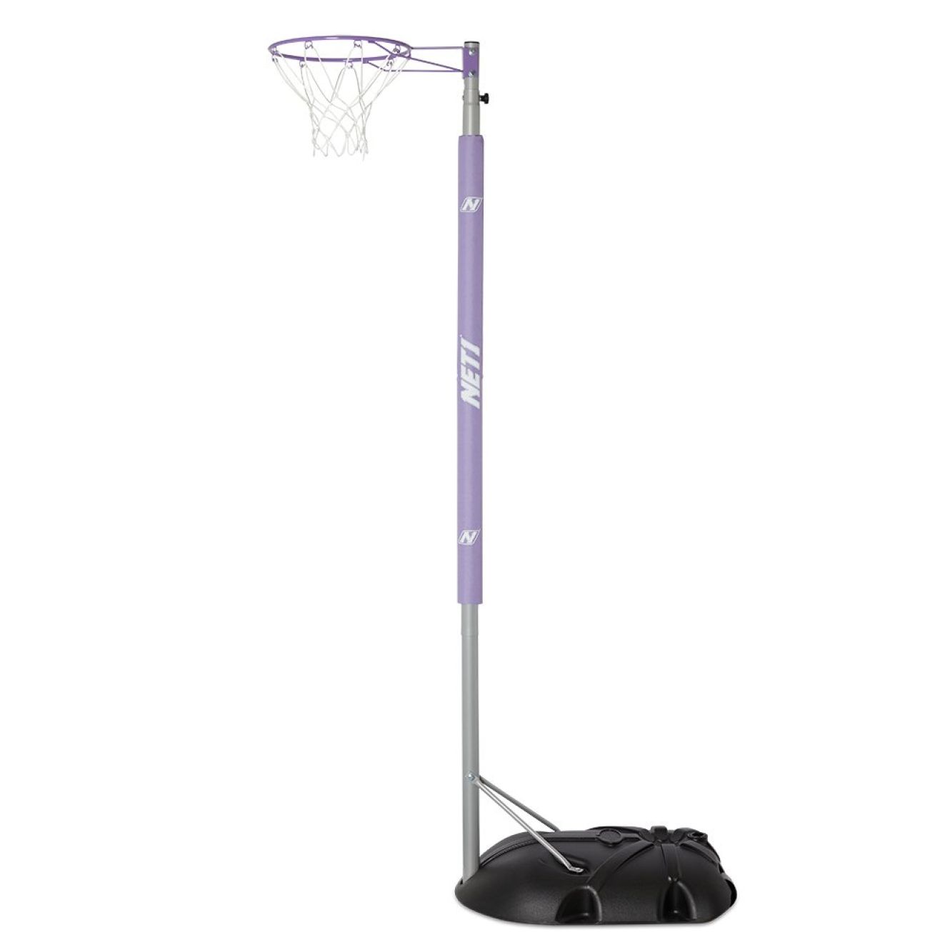 NET1 Portable Netball Post in Purple & Silver | Home Use Netball Post