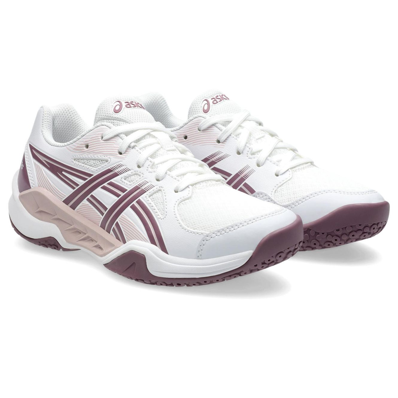 ASICS Powerbreak White/Dusty Mauve Junior Netball Trainers
