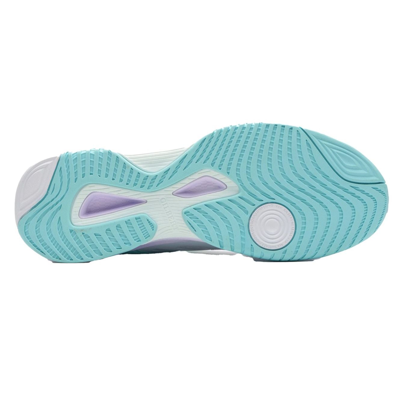 Gilbert Impact White/Purple/Aqua Junior Netball Trainers