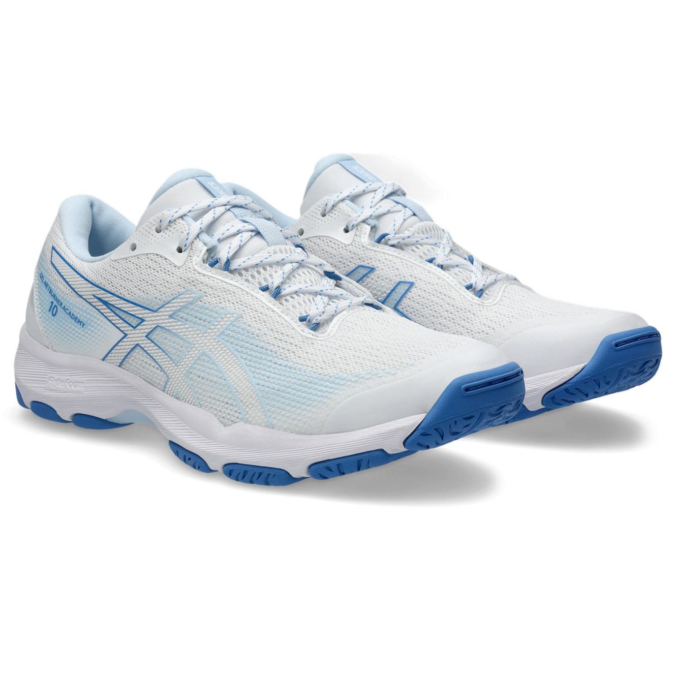 ASICS Academy 10 White/Blue Coast Netball Trainers