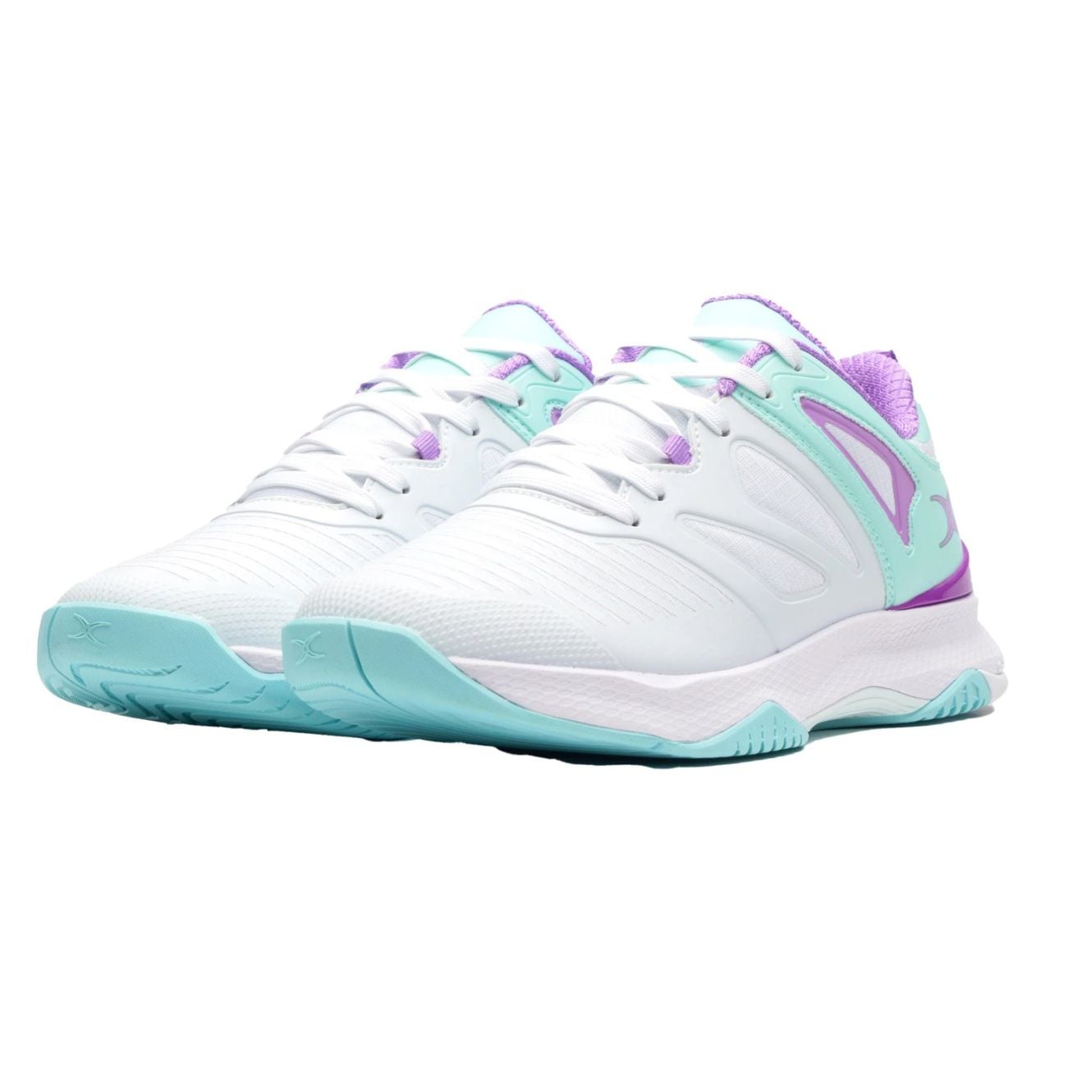Gilbert Impact White/Purple/Aqua Junior Netball Trainers