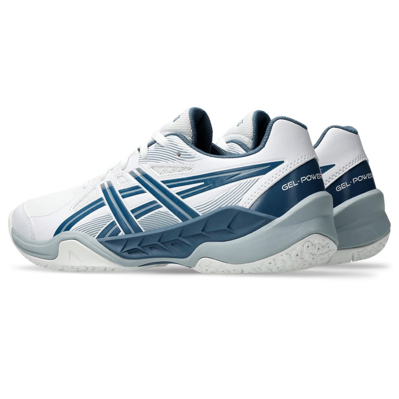 ASICS Powerbreak White/Vintage Indigo Junior Netball Trainers