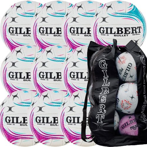 10 x Gilbert Bullet 2 Netball Bundle Pink/Teal | Fast Delivery